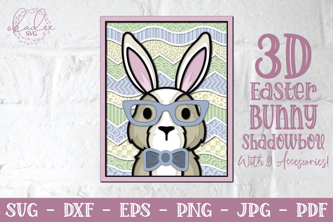 3D Easter Bunny SVG, Easter Shadowbox SVG, Layered Easter, 3D Mandala ...