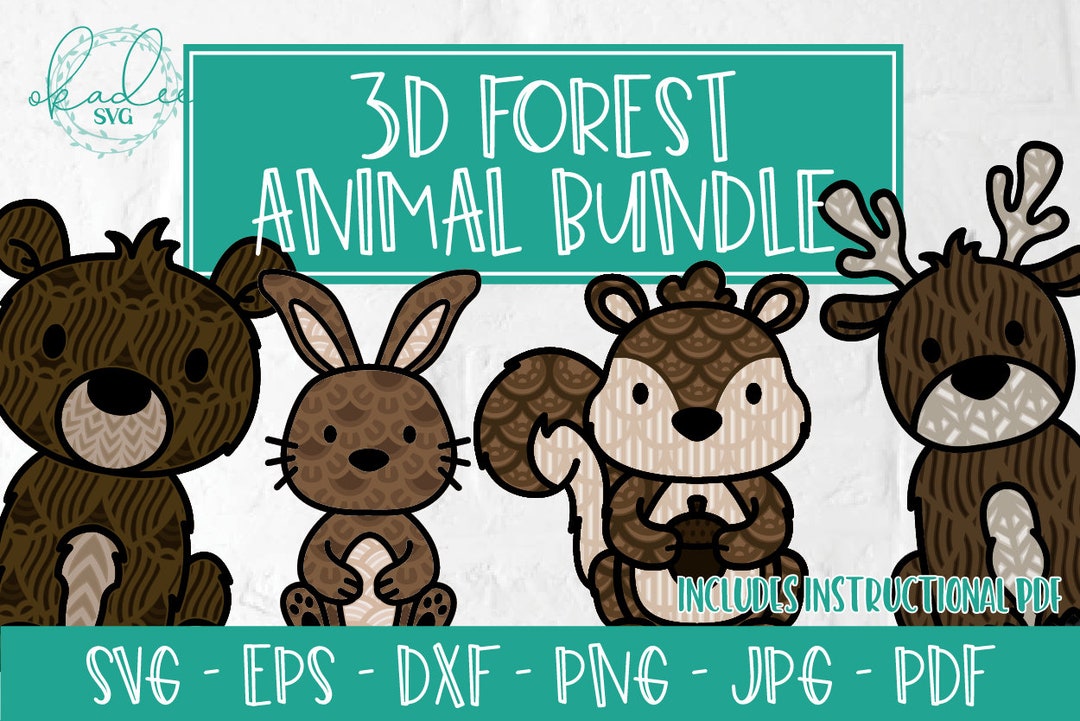3D Forest Animal SVG Bundle, Layered Forest Animal, Forest Animal ...