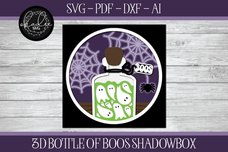 3D Bottle of Boos SVG, Boos Shadowbox, 3D Halloween SVG, Halloween ...