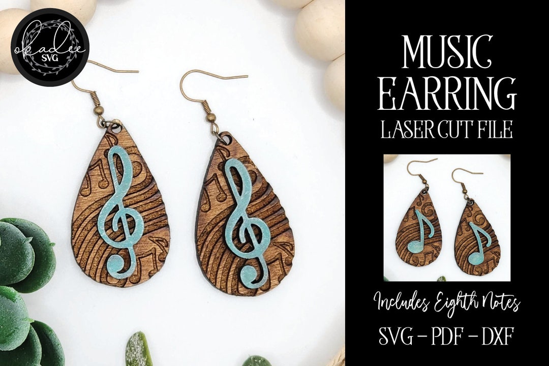 Music Earring SVG, Earring Laser File, Glowforge Earring, Music Laser ...