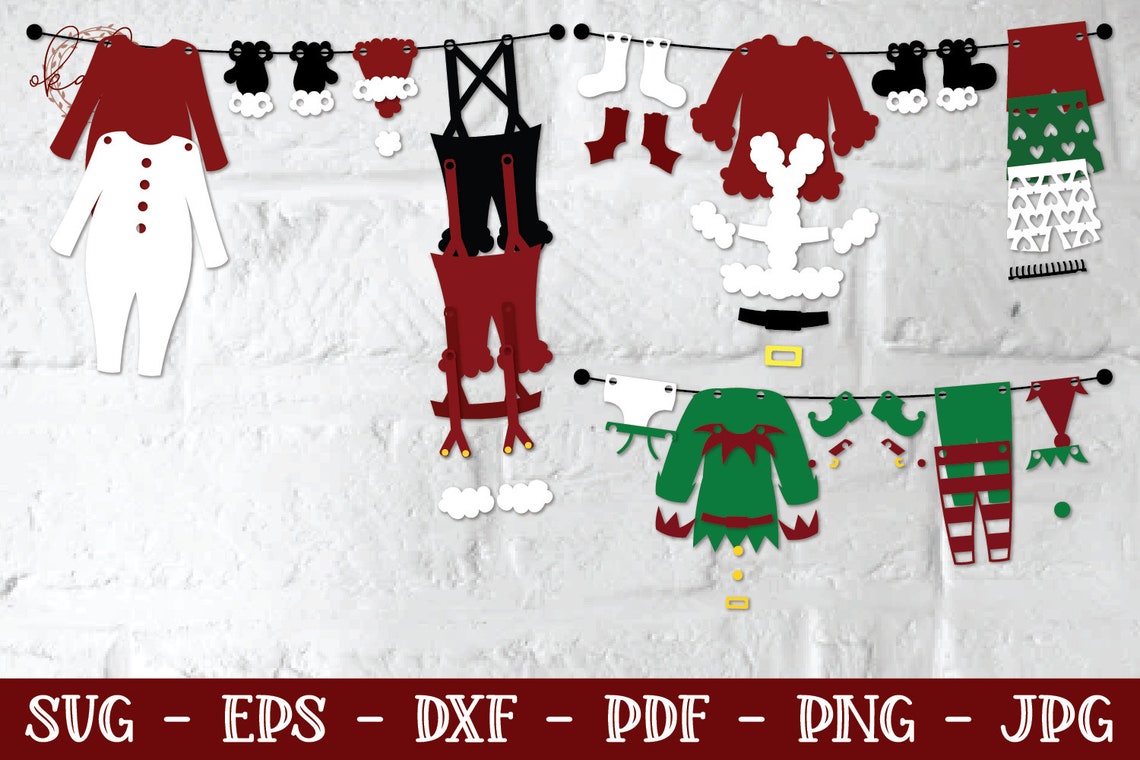 3D Santas Laundry Bunting, Christmas Bunting SVG, Layered Bunting Svg ...