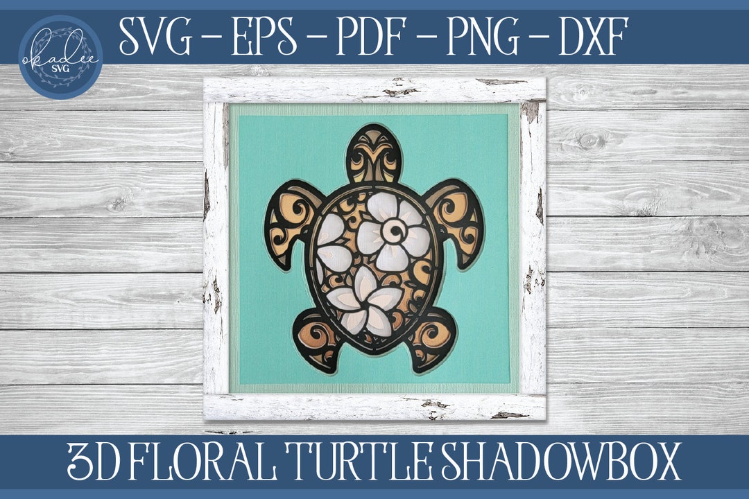 3D Turtle Shadowbox SVG, Shadowbox SVG, Papercut Mandala, Turtle ...