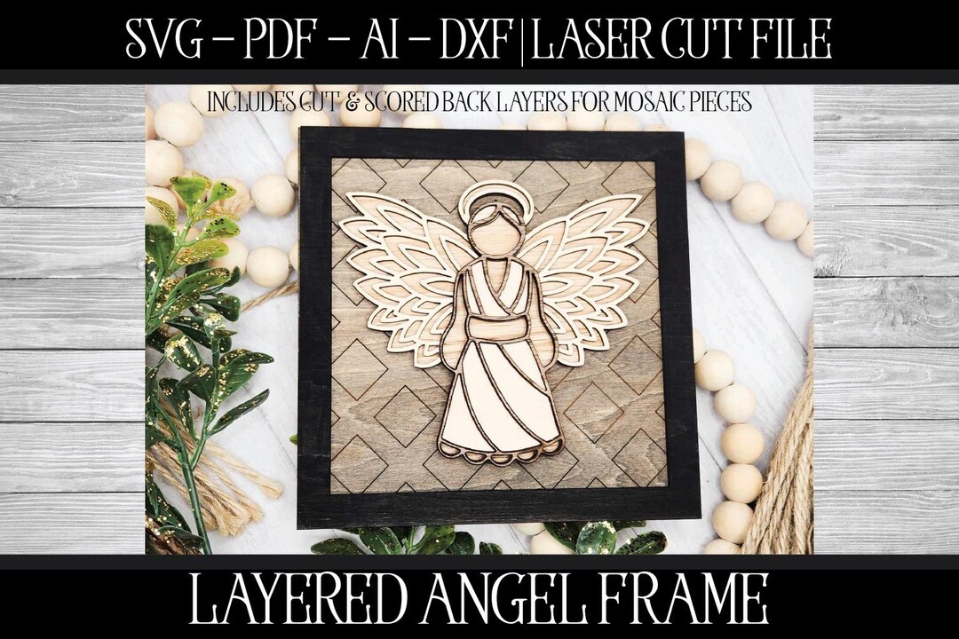 Layered Angel Frame, Laser Cut Angel, Glowforge Layered Frame, Laser ...
