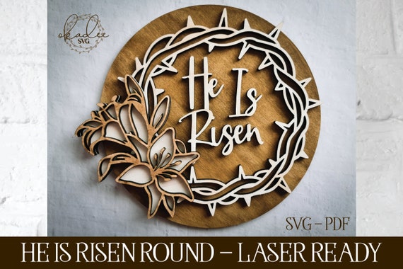 Easter Laser Cut File He is Risen Laser SVG Glowforge | Etsy
