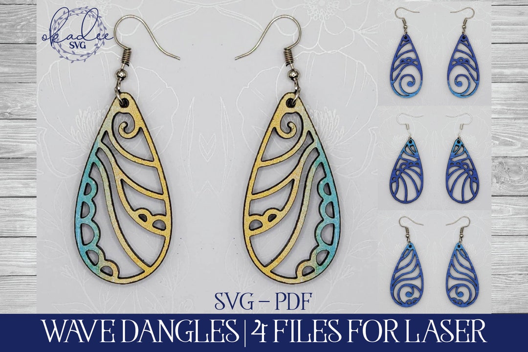 Wave Dangle Earrings, Laser Cut Earrings, Glowforge Earrings, Laser ...