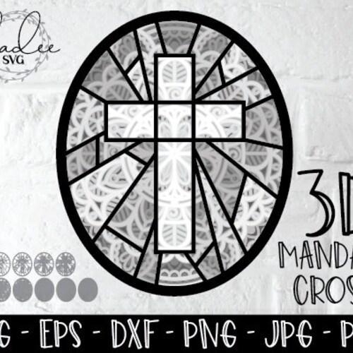 3D Cross Mandala SVG Layered Cross SVG Stained Glass Cross - Etsy Canada
