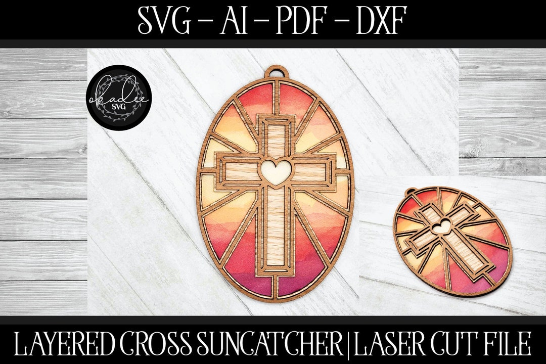 Cross Suncatcher SVG, Jesus Cross SVG, Glowforge Easter, Laser File ...