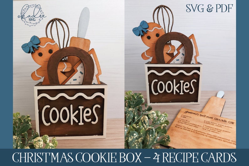 Cookie Recipe Box Laser Cut SVG Laser Cut File Christmas - Etsy