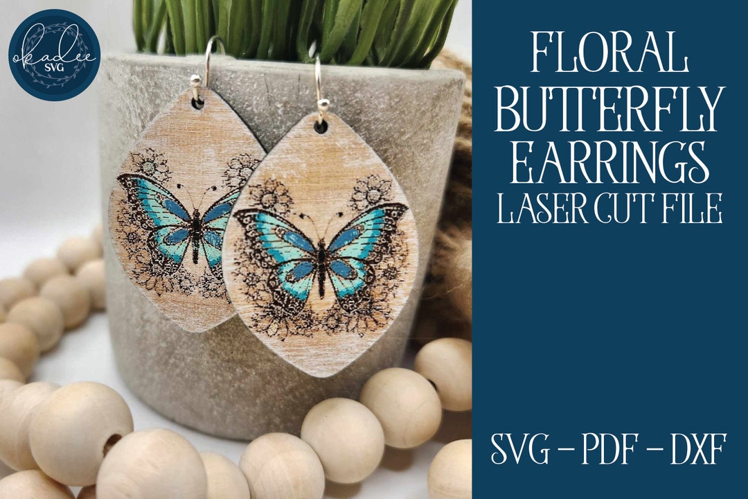 Laser Cut File, Glowforge, Butterfly Earring, Laser Cut Earring ...