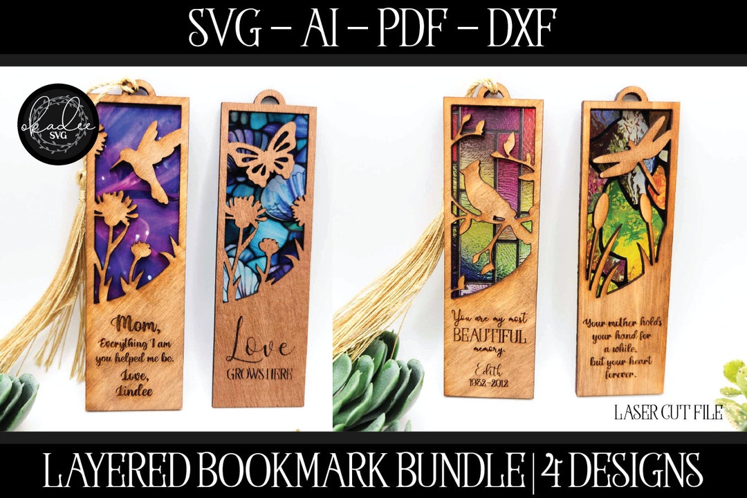 Layered Bookmark SVG, Laser Bookmark SVG, Glowforge Mothers Day, Laser ...
