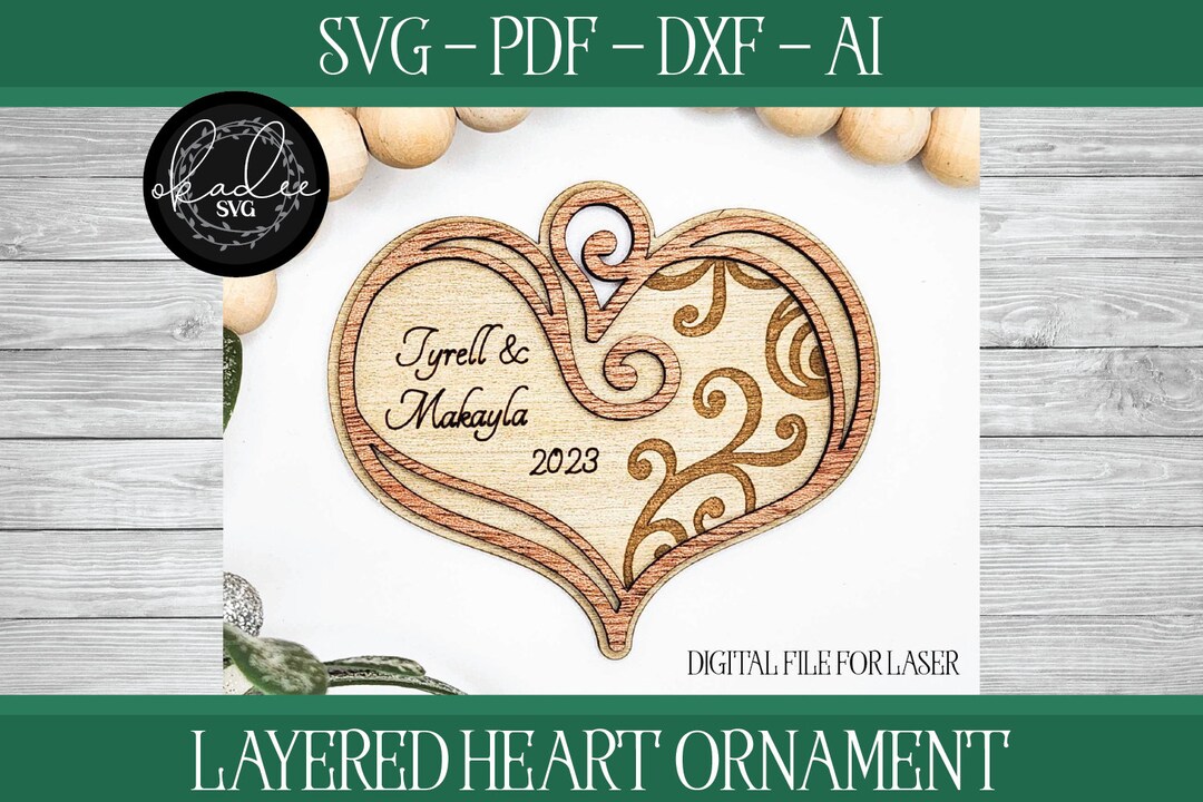 Heart Laser File, Laser Cut Heart, Glowforge Heart File, Laser Heart ...