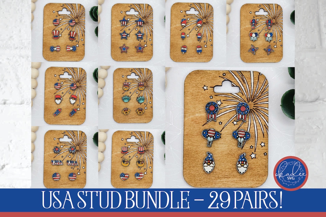 USA Stud Svg, Stud Earring SVG, Laser Cut Stud Earring, Glowforge Stud ...