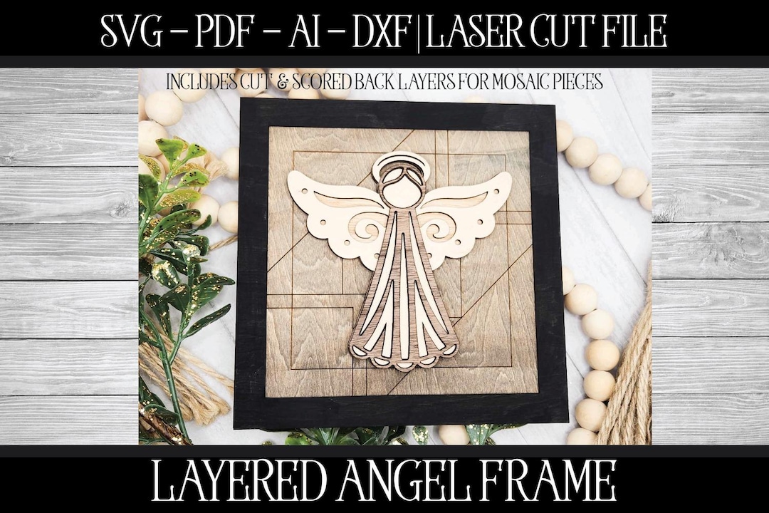 Layered Angel Frame, Laser Cut Angel, Glowforge Layered Frame, Laser ...