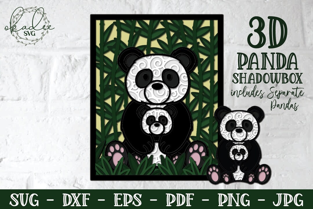 3D Panda Shadowbox, Layered Mandala, 3D Mandala, Shadowbox SVG, Panda ...