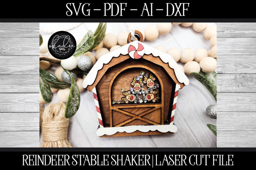 Reindeer Shaker File, Laser Cut Shaker, Glowforge Ornament, Shaker ...