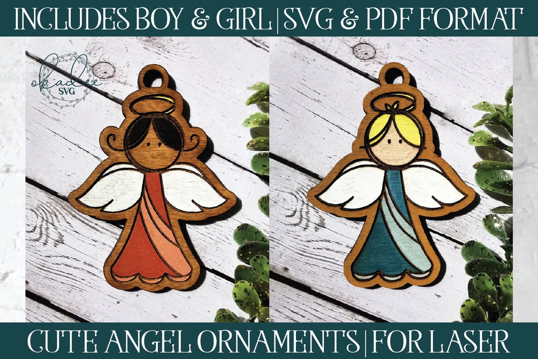 Laser Cut Ornament, Christmas Laser SVG, Laser Cut Angel, Cute Angel ...