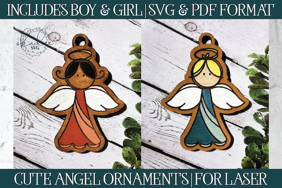 Laser Cut Ornament Christmas Laser SVG Laser Cut Angel Cute - Etsy