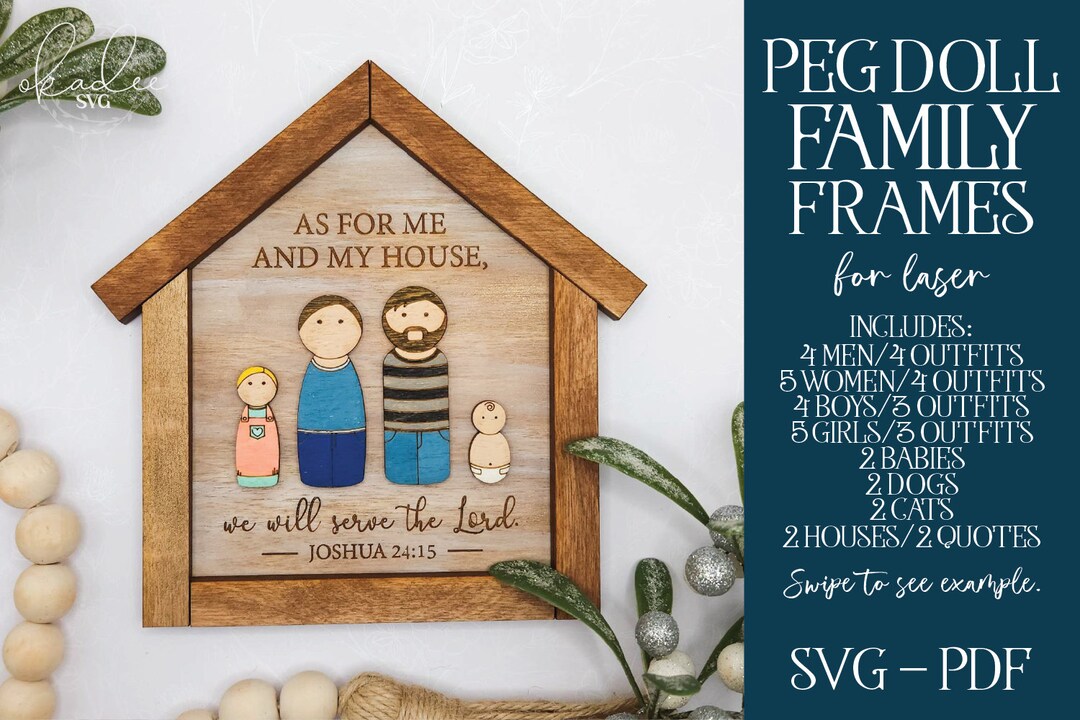 Peg Doll Laser Cut, Peg Doll Family SVG, Laser Cut Family SVG, Family ...