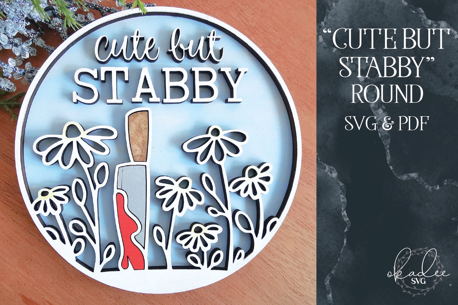 Laser Cut File, Glowforge Cut File, Cute by Stabby SVG, Halloween Round, Laser Cut Round, Funny ...