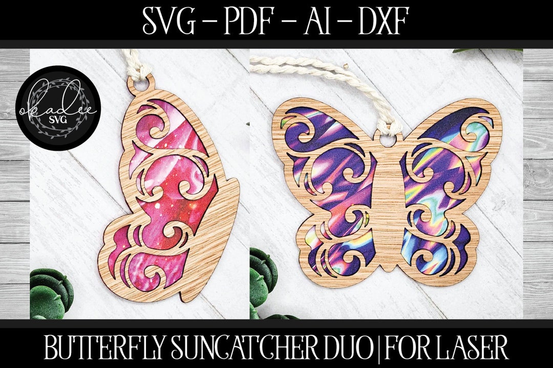 Butterfly Suncatcher SVG, Glowforge Suncatcher, Suncatcher, Laser Cut ...
