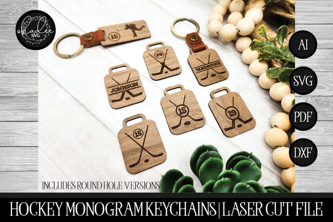Hockey Keychain SVG, Keychain Cut File, Glowforge Keychain, Laser File ...