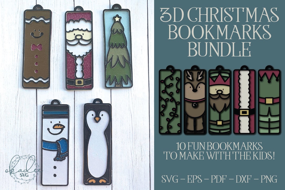 3D Christmas Bookmark SVG, 3D Christmas SVG, Layered Christmas SVG, 3D ...