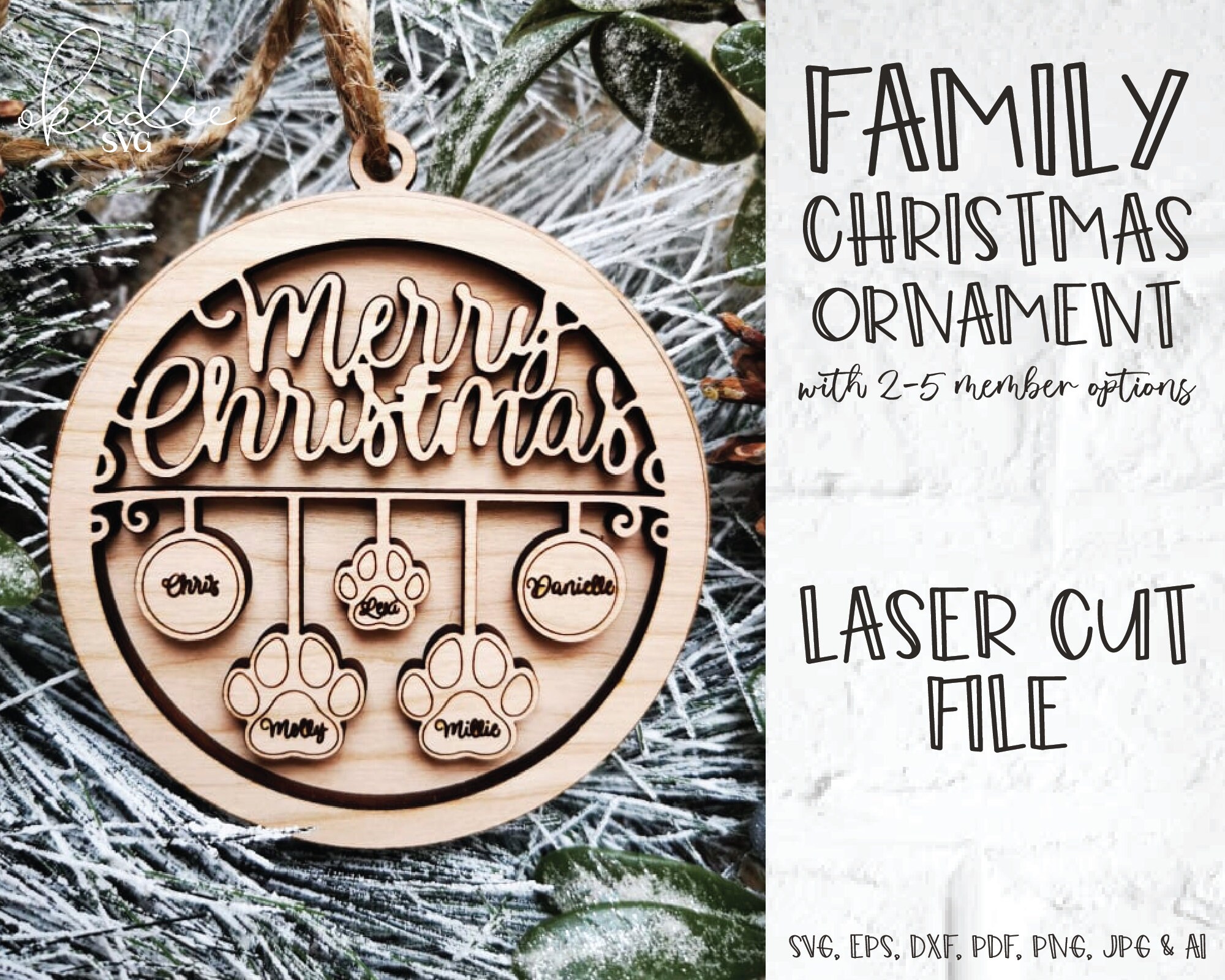 Laser Cut File Laser Cut Christmas Ornament Family Ornament - Etsy