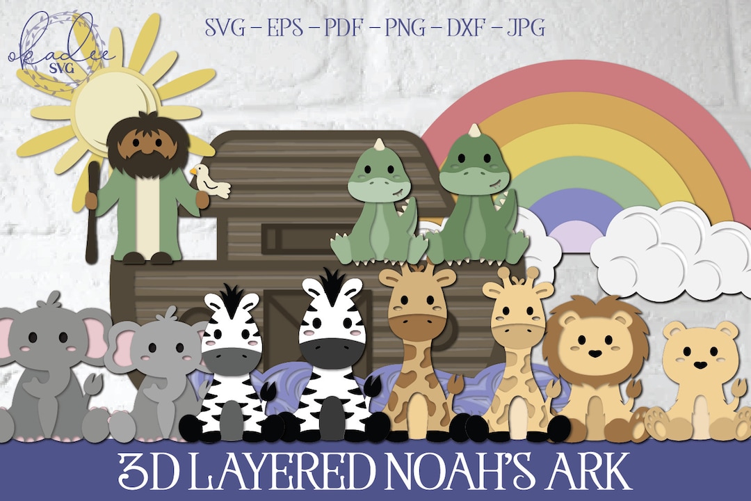 3D Layered Noah's Ark, Layered Papercut SVG, Noah's Ark SVG, Religious ...