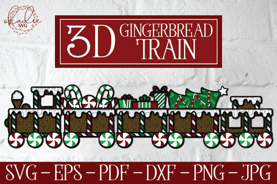 3D Gingerbread Train, Christmas Train SVG, 3D Gingerbread SVG, 3D ...