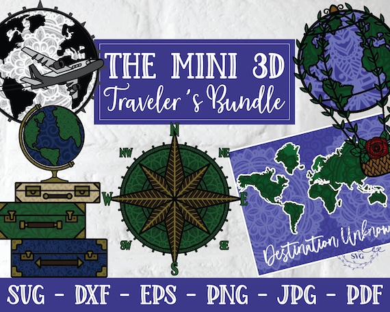 3D Travel Bundle 3D Globe SVG 3D Map SVG Map Svg Globe | Etsy UK