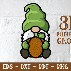 3D Pumpkin Gnome SVG, Layered Gnome SVG, Fall Gnome SVG, Autumn Gnome ...