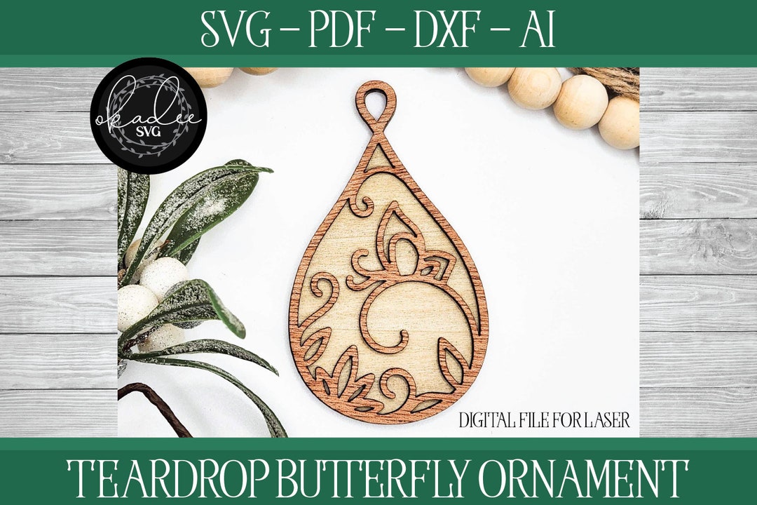 Butterfly Laser File, Laser Cut Butterfly, Glowforge Butterfly Ornament ...