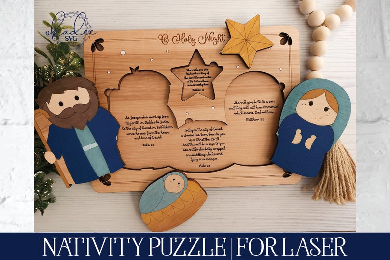 Nativity Puzzle, Laser Cut Nativity, Laser Cut File, Glowforge Nativity ...