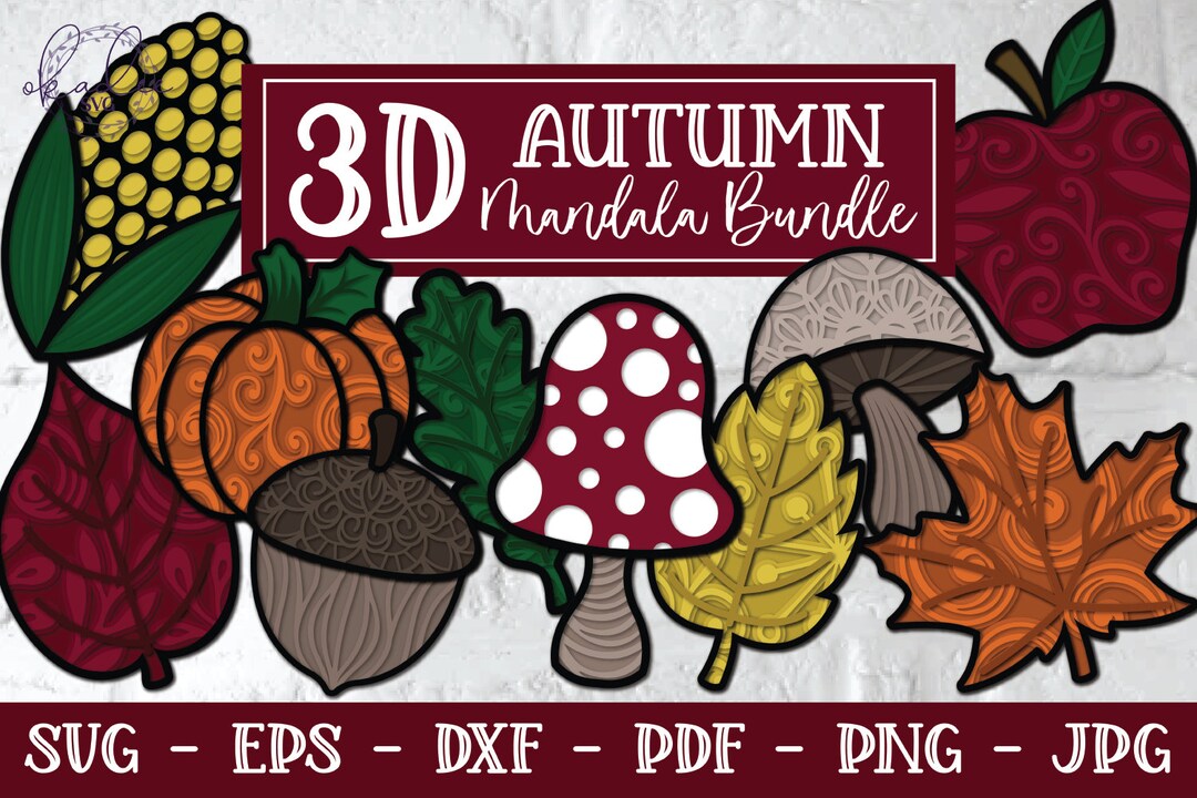 3D Autumn Mandala Bundle, Layered Mandala SVG, Fall Mandala SVG, 3D ...