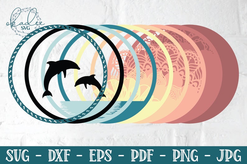 3D Dolphin Sunset SVG Dolphin Mandala SVG Sunset Mandala - Etsy