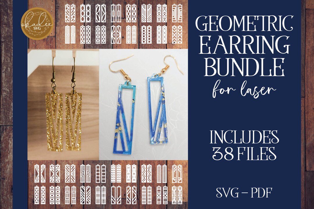 Geometric Earring SVG, Bar Dangle Earring, Laser Cut Earring, Laser Cut ...