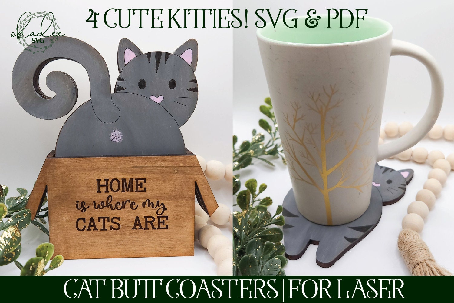 Cat Butt Coaster, Laser Cut File, Coaster SVG, Glowforge File, Laser ...