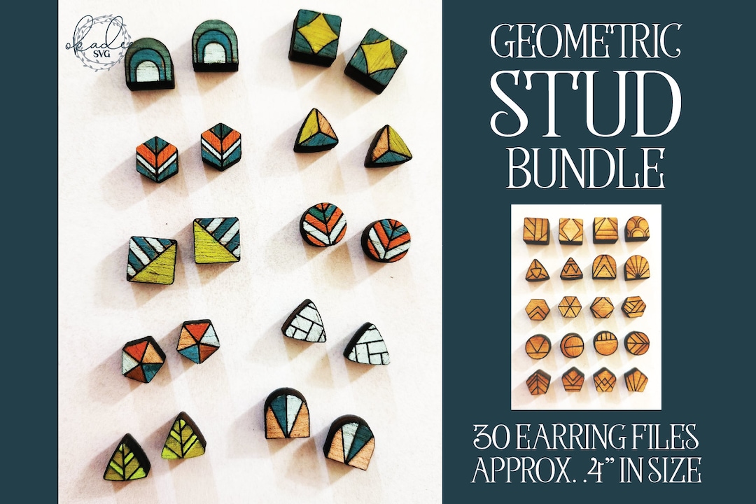 Laser Cut Earrings, Laser Cut Studs, Geometric Stud SVG, Stud Earring ...