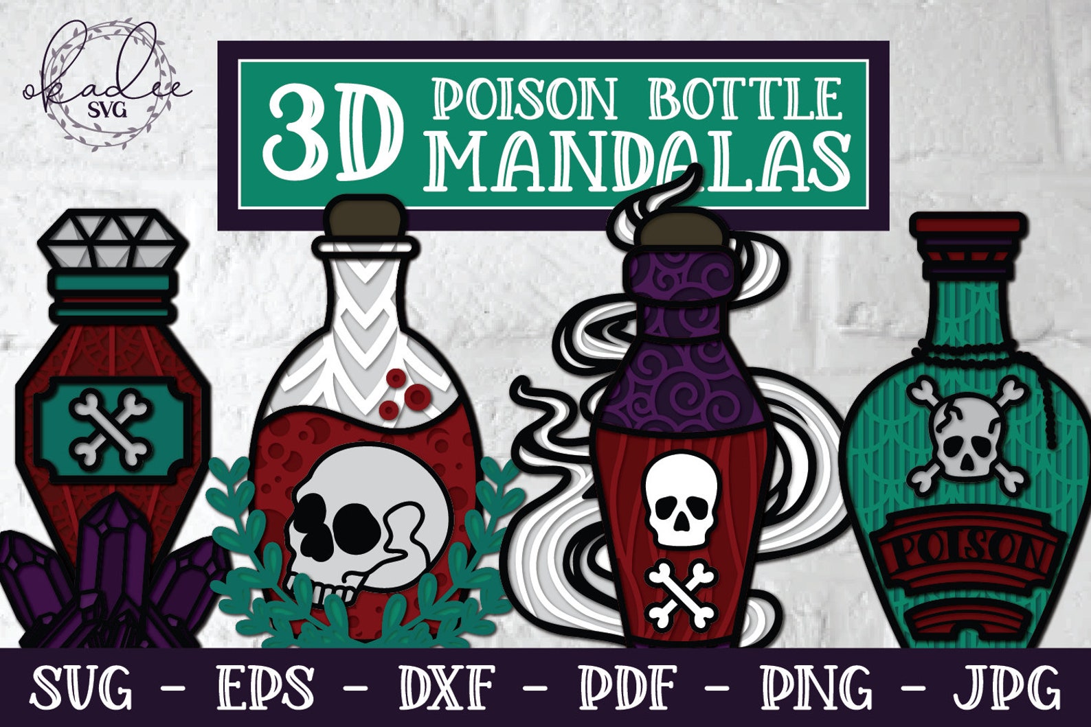 3D Poison Bottle SVG, 3D Halloween SVG, Halloween Shadowbox, 3D Mandala ...