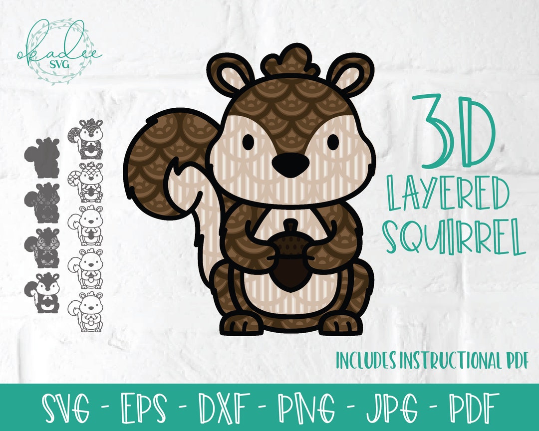 3D Layered Squirrel, 3D Mandala Forest Animal, Layered SVG, Squirrel SVG, Layered Squirrel SVG ...