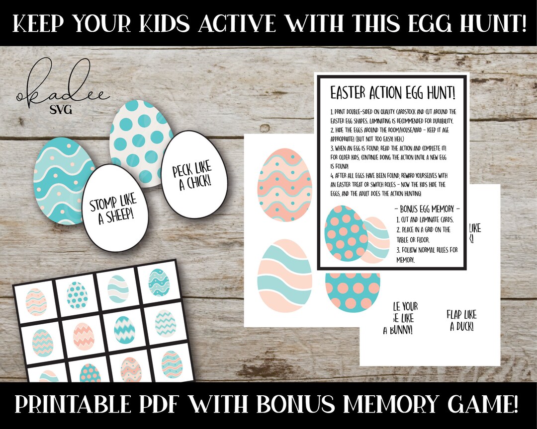 Easter Printable Egg Hunt PDF Preschool Action Cards Printable Easter ...