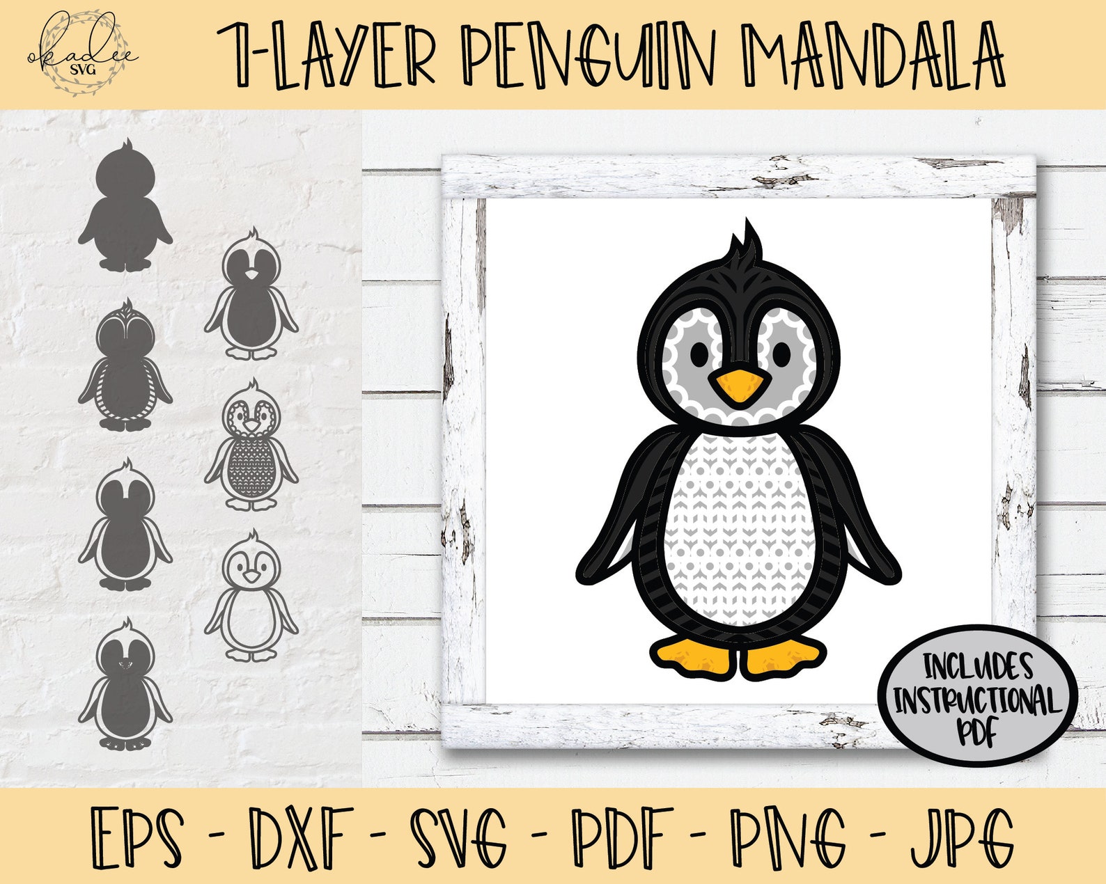 3D Penguin Mandala SVG Layered Mandala SVG Penguin Mandala | Etsy