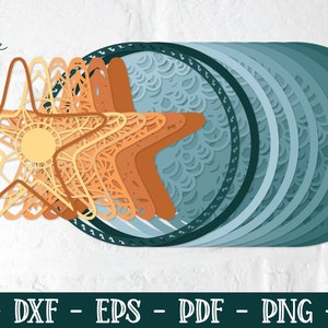 3D Beach Mandala SVG, 3D Mandala SVG, Layered Mandala SVG, Beach Svg ...