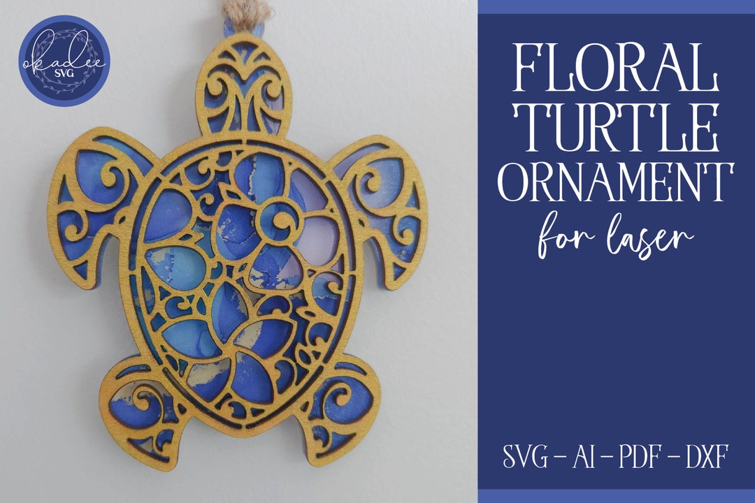 Laser Cut File, Glowforge, Turtle Mirror Hanger, Turtle Ornament ...