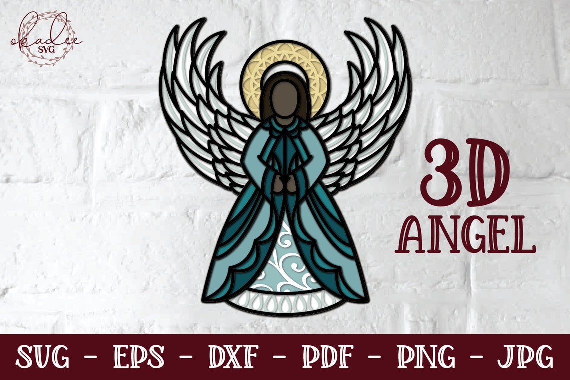 3D Angel SVG, Layered Angel Svg, Papercut Angel Svg, Angel Mandala Svg ...