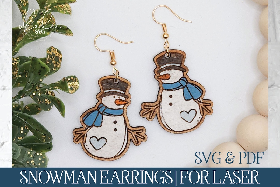 Snowman Earring SVG, Laser Cut Earring, Glowforge Earring, Winter ...