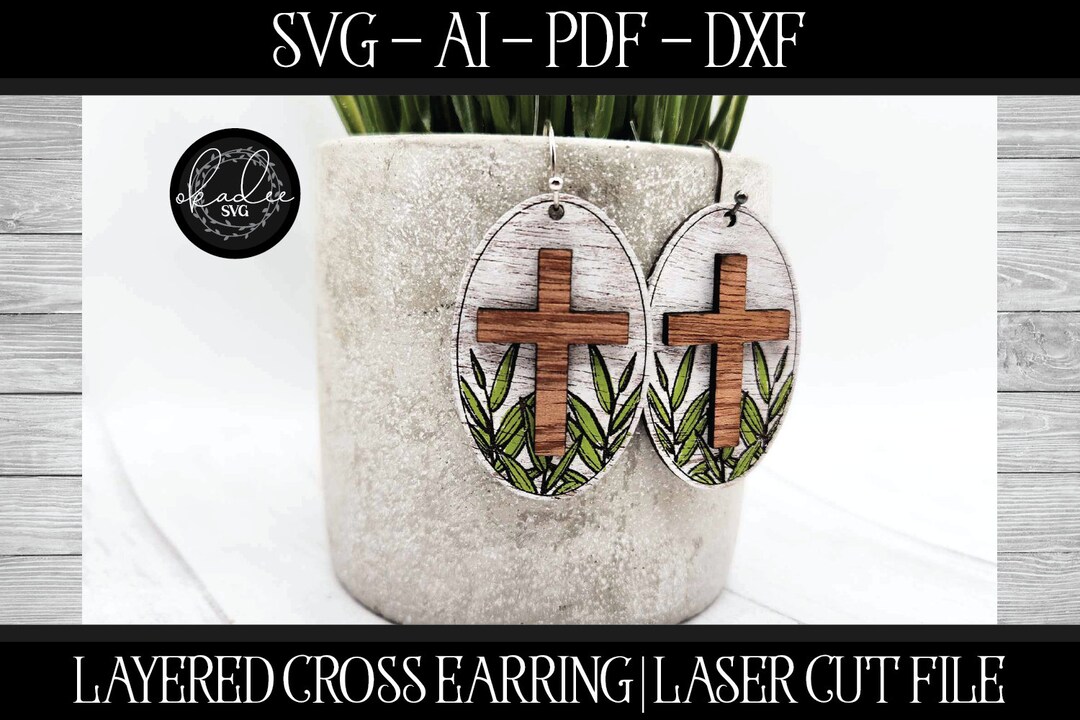Cross Earring SVG, Jesus Cross SVG, Glowforge Easter, Laser File ...