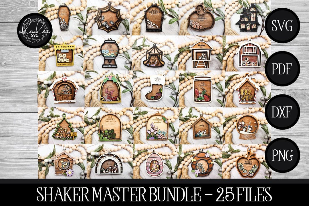 Laser Cut Shaker Ornament Bundle: 25 Glowforge Files (digital Download ...