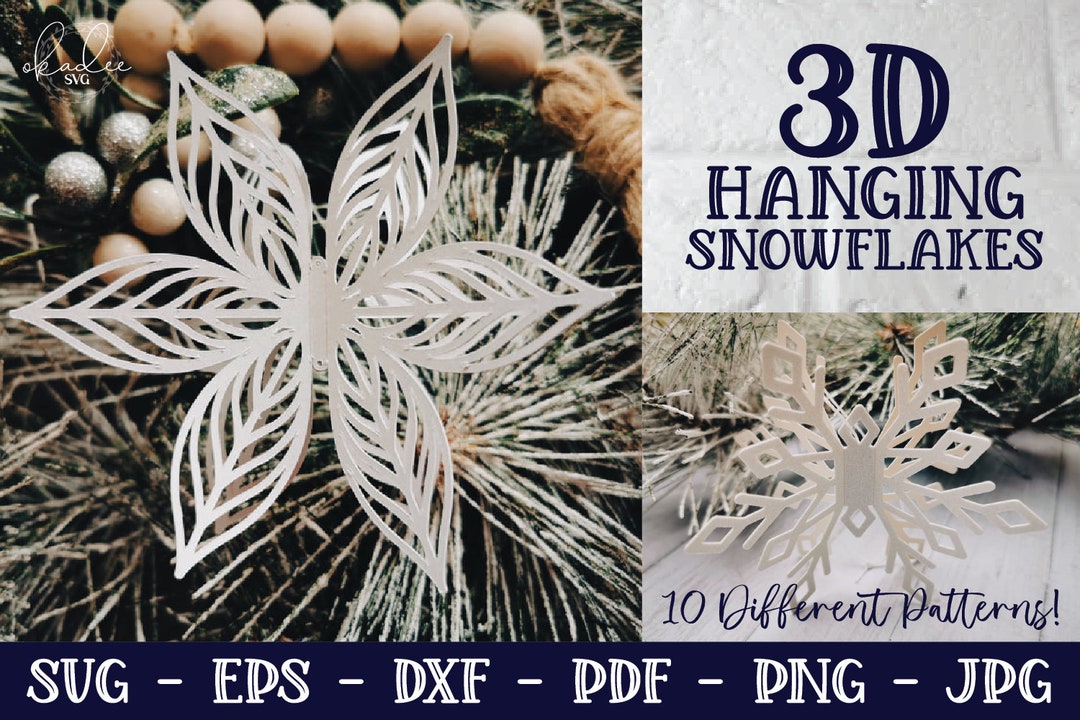 3D Hanging Snowflake, Snowflake SVG, 3D Snowflake Svg, Snowflake ...