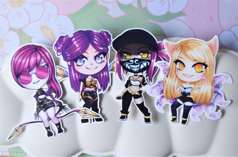 Cute Chibi KDA Popstars Anime PC Gamer Vinyl Waterproof Stickers for ...